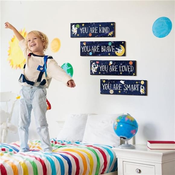 Wall Decor | 4pieces Space Decor Boys Room Space Posters Boy Bedroom ...